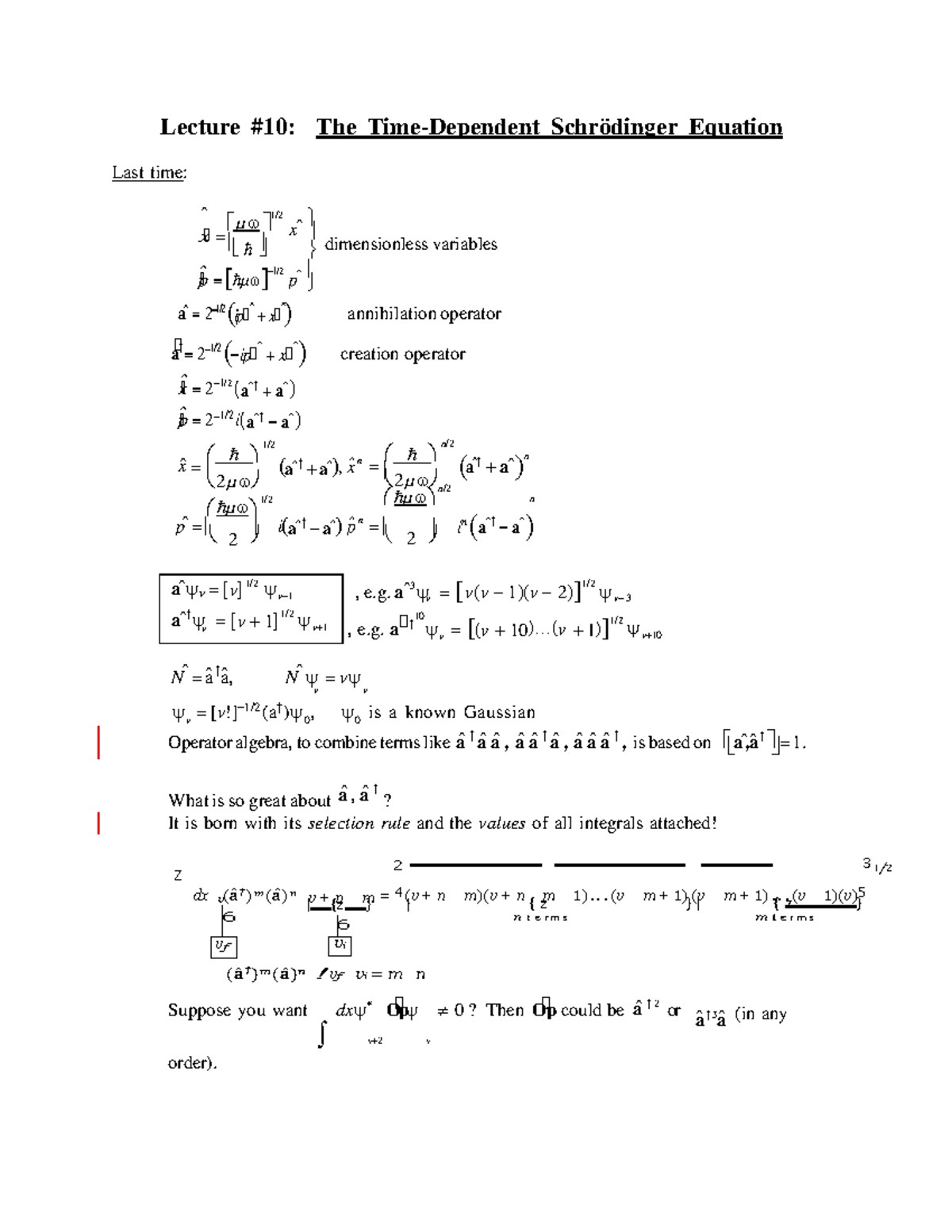 The Time Dependent Schrödinger Equation 6 Vf X V V 3 V 0 0 2 Dx V Aˆ