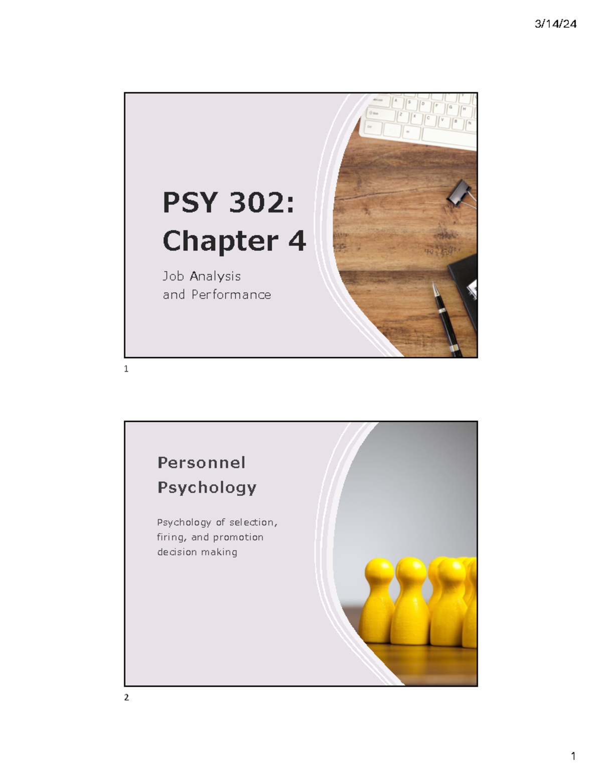 I-O Lecture Ch 04 - Job Analysis and Performance - PSY 302: Chapter 4 Job Analysis and ...