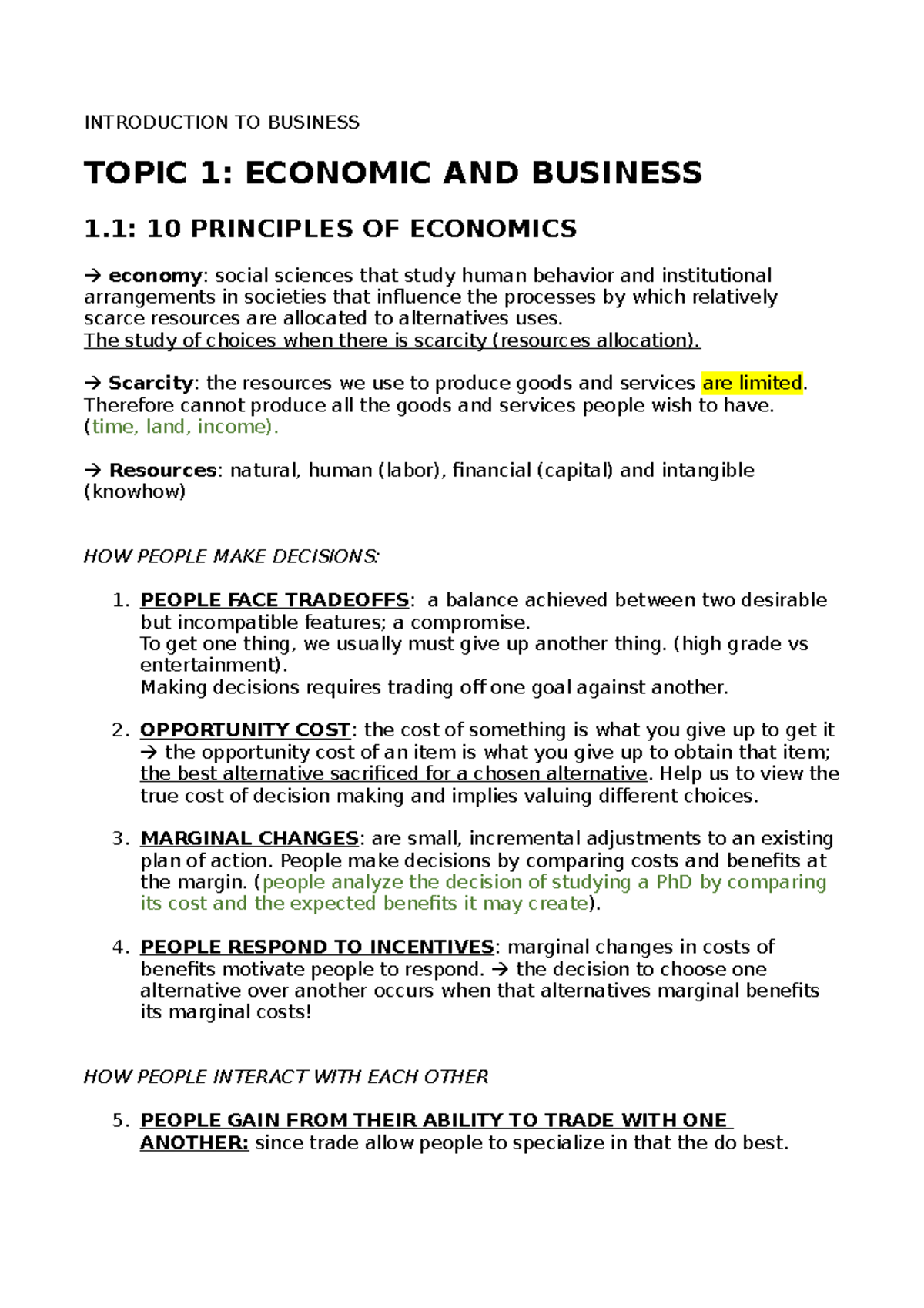 Tema 1 - unit 1 - INTRODUCTION TO BUSINESS TOPIC 1: ECONOMIC AND ...