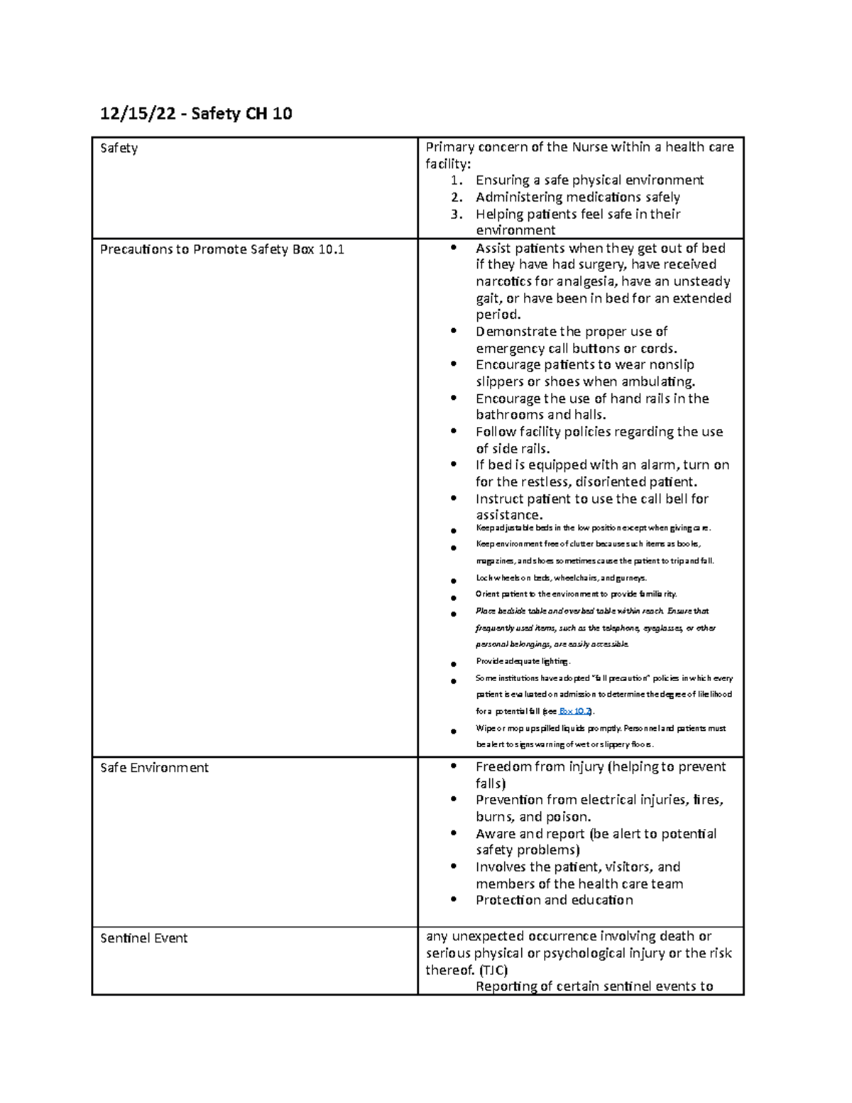 Safety CH 10 - Lecture Notes for CH 10 Fundamentals VN 100 - 12/15/22 ...