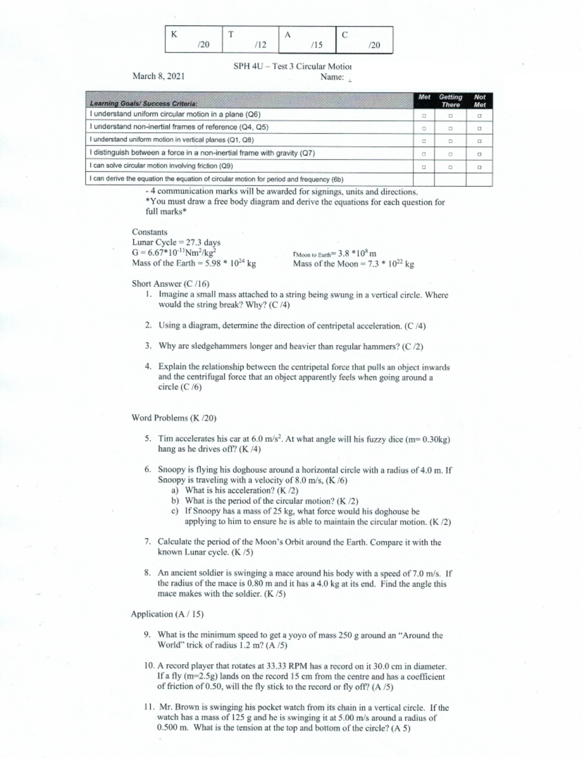 Test 3 - Solutions - physics - Cpcs 120 - Studocu