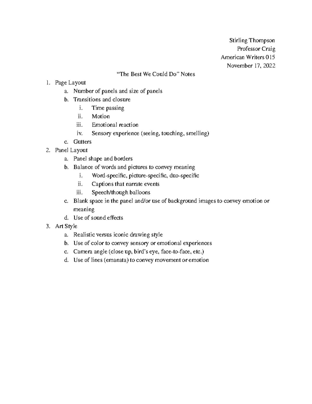 “The Best We Could Do” Notes - Stirling Thompson Professor Craig ...