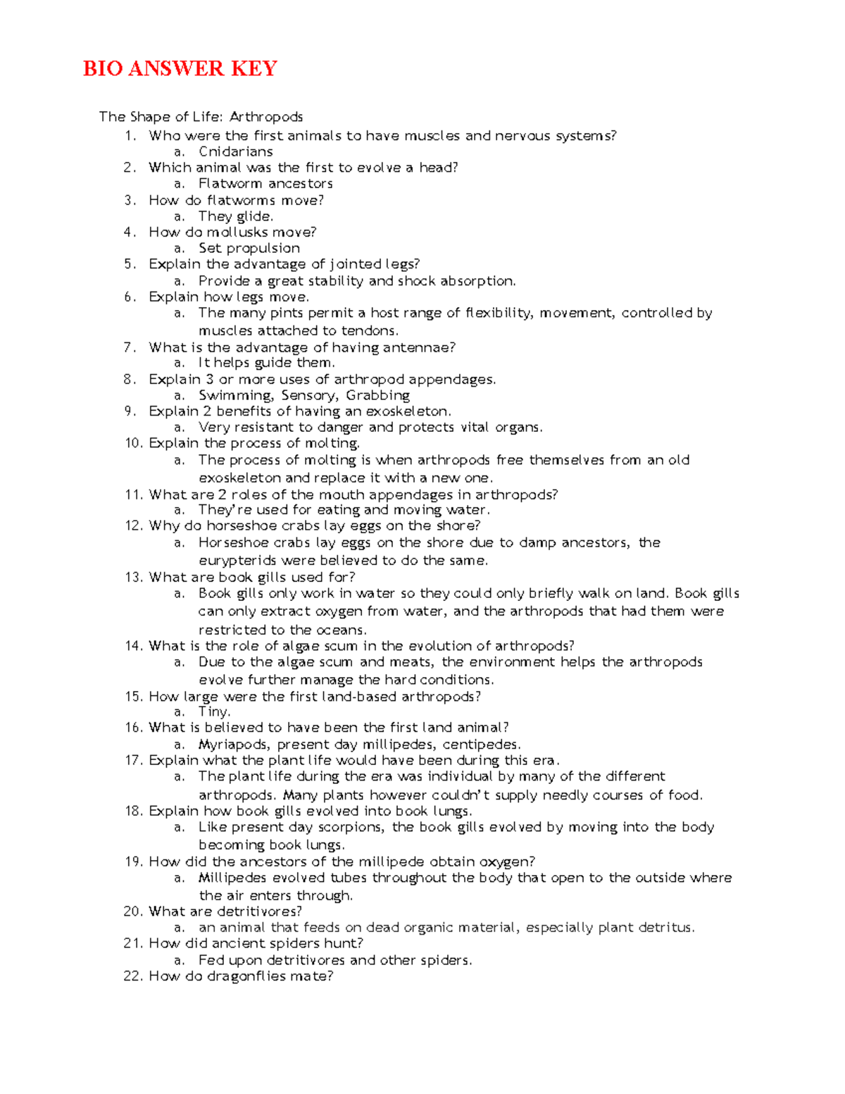 Bio Answer Key - This would be a big help to all students. - BIO ANSWER ...