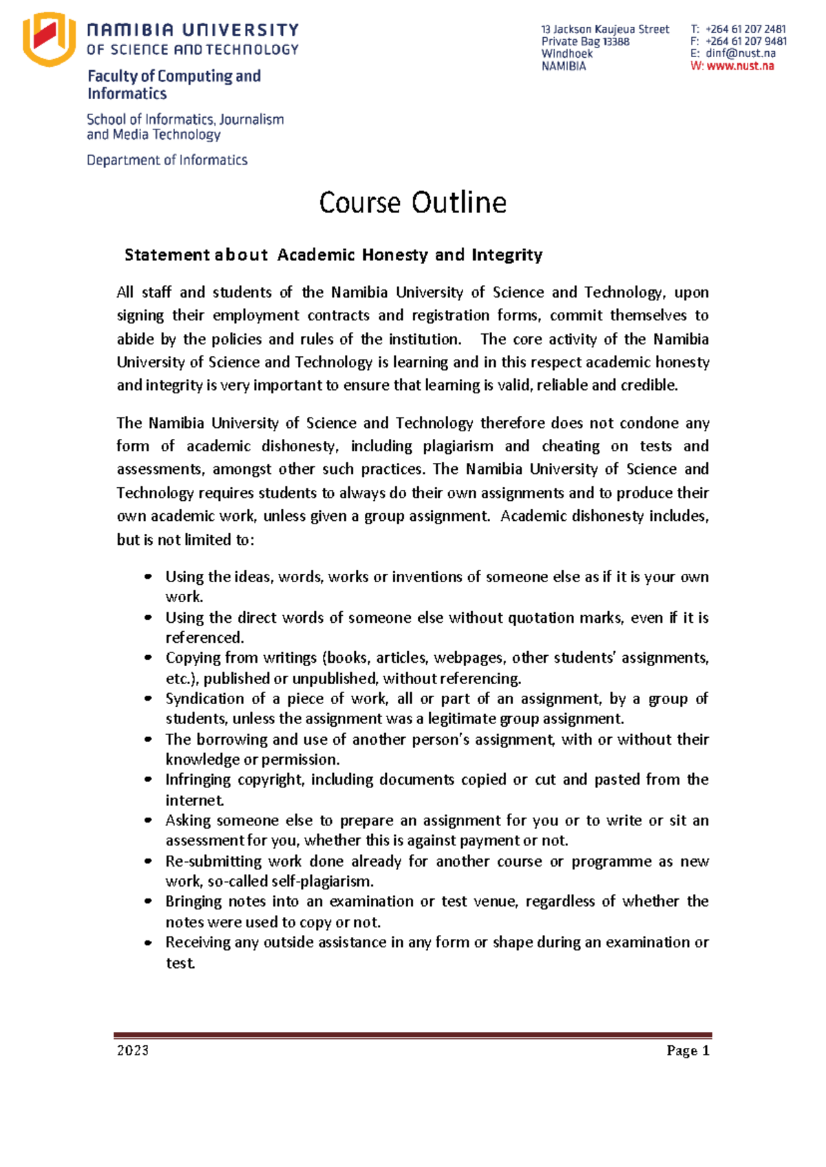 ICT course outline 2024 - Sem 1 - Course Outline Statement about ...