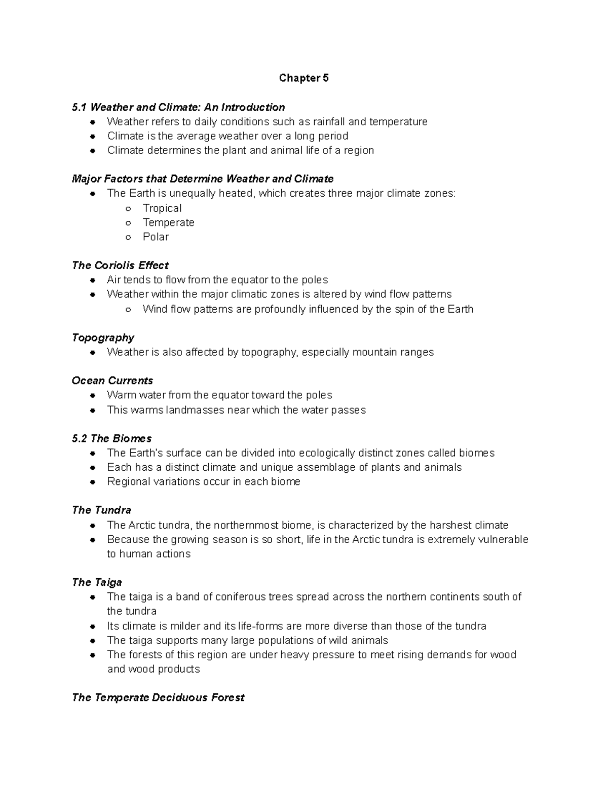 Chapter 5 Notes - Chapter 5 5 Weather and Climate: An Introduction ...