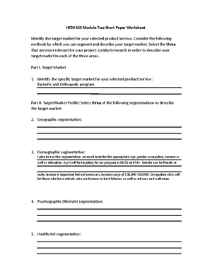 HCM 325 Module Two Short Paper Worksheet - HCM 325 Module Two Short ...