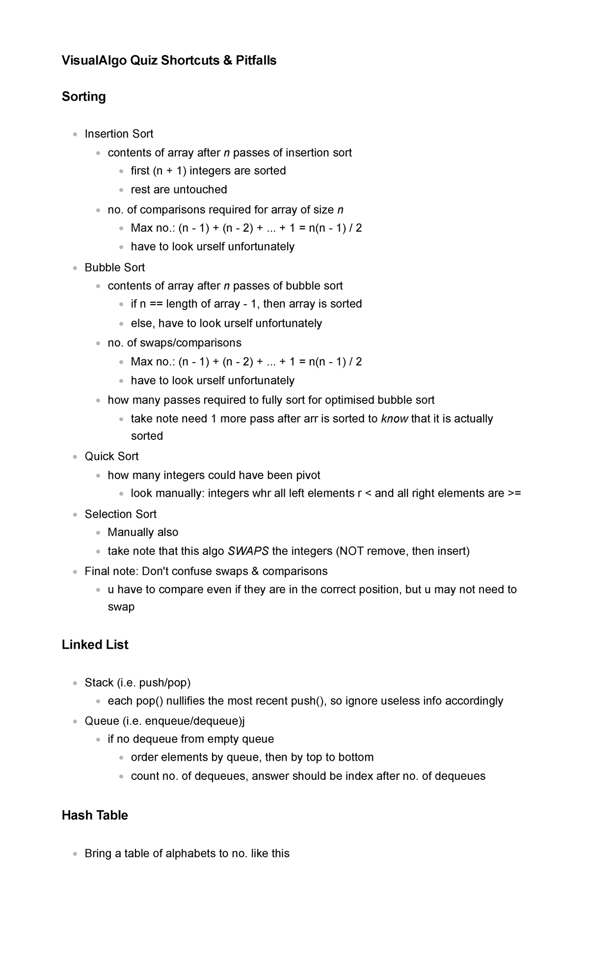 Visual Algo Quiz Shortcuts And Pitfalls Visualalgo Quiz Shortcuts And Pitfalls Sorting Linked List 