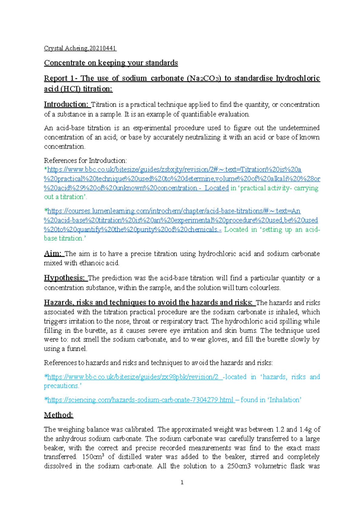 Concentrate on keeping your standards resubmission 3 - Crystal Acheing ...