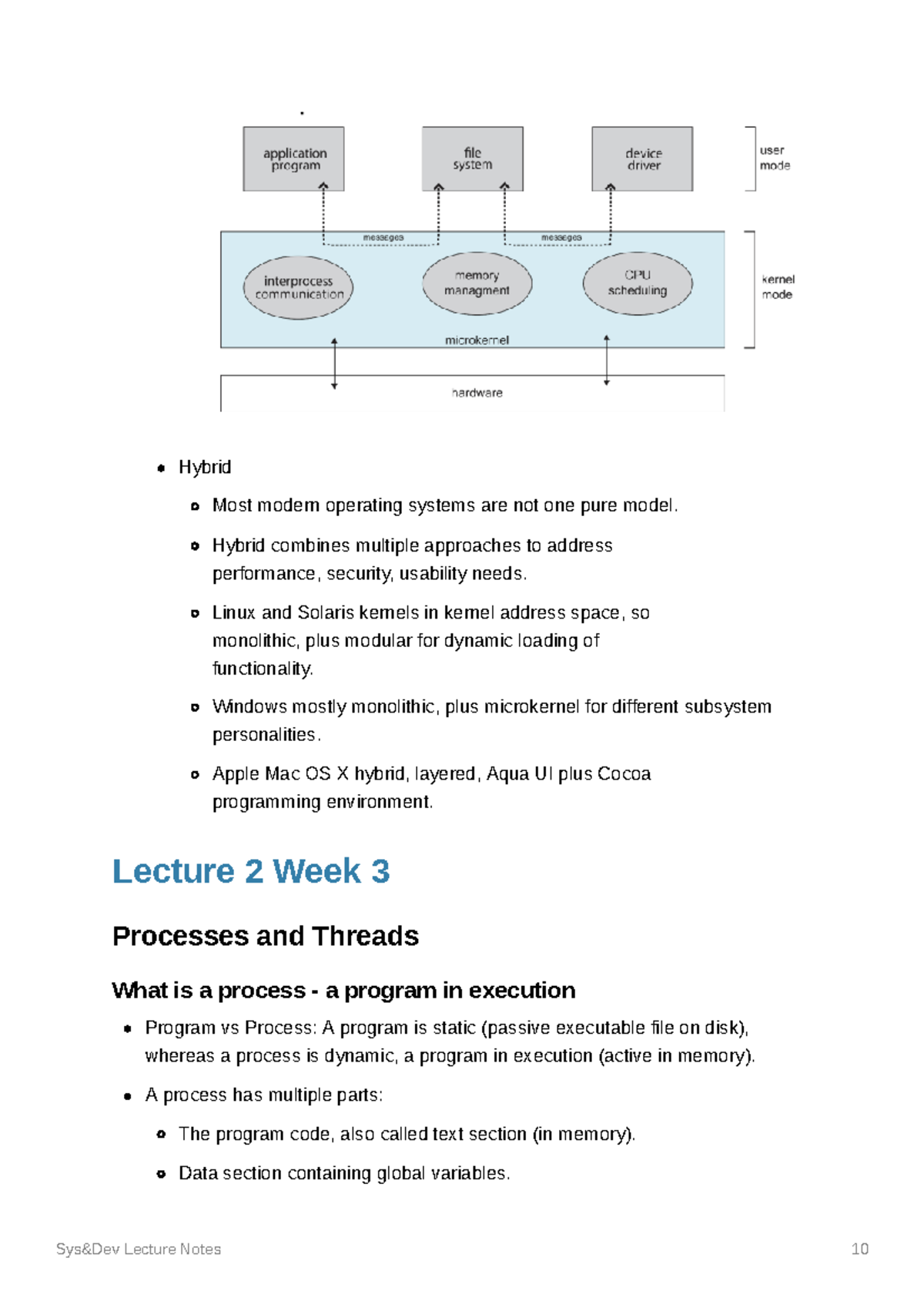 Sys Dev Lecture Notes Copy Part 3 Hybrid Most Modern Operating Systems Are Not One Pure Model