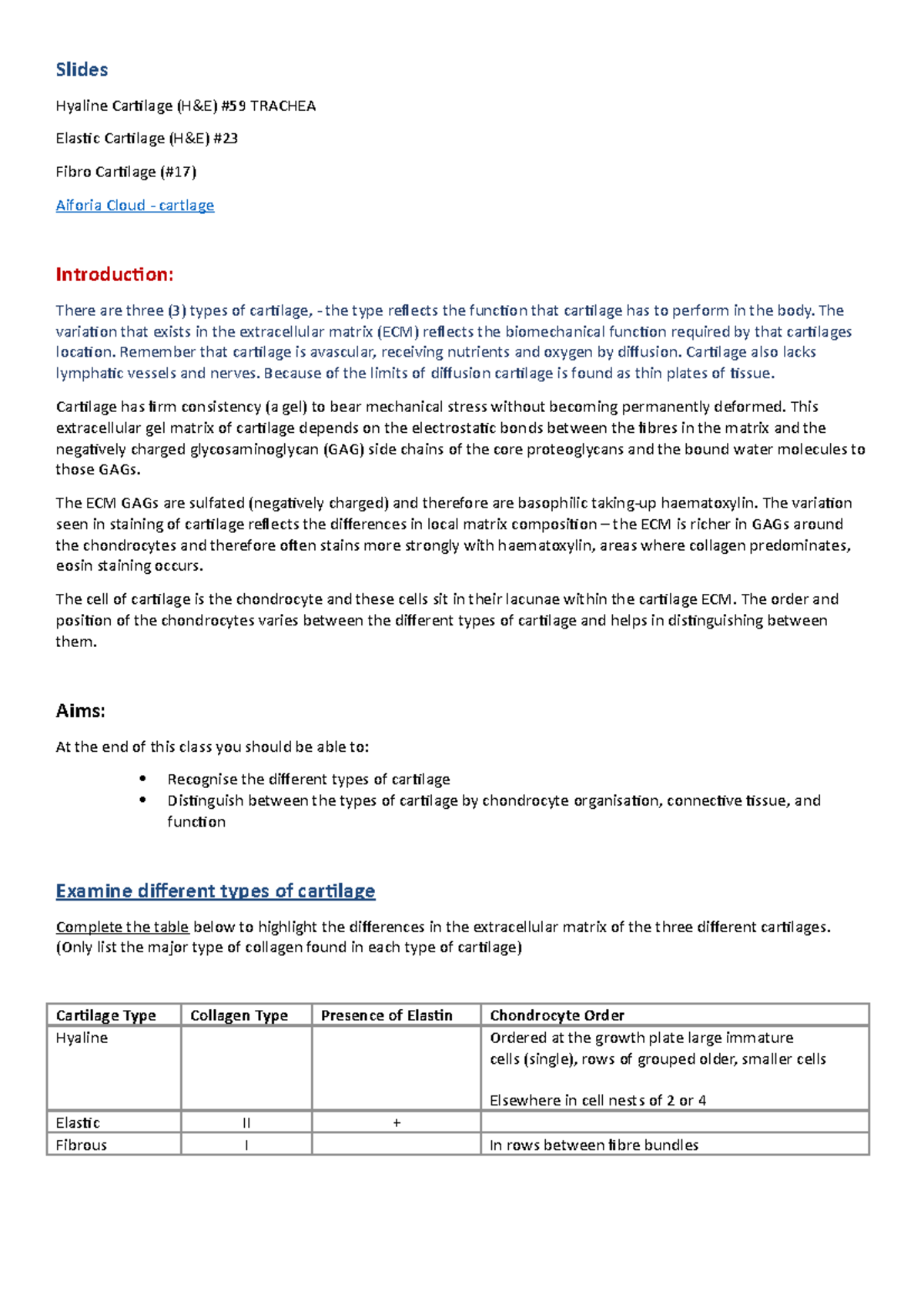 Cartilage - Notes worksheets and summaries with pictures - Slides ...