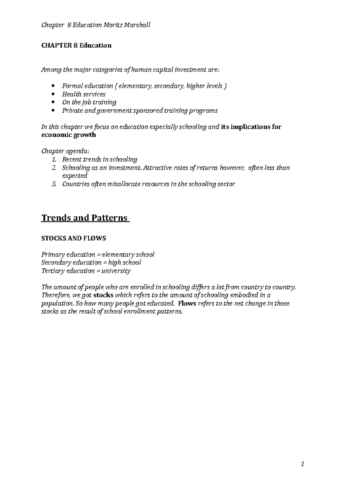 Chapter 8 Education - CHAPTER 8 Education Among the major categories of ...