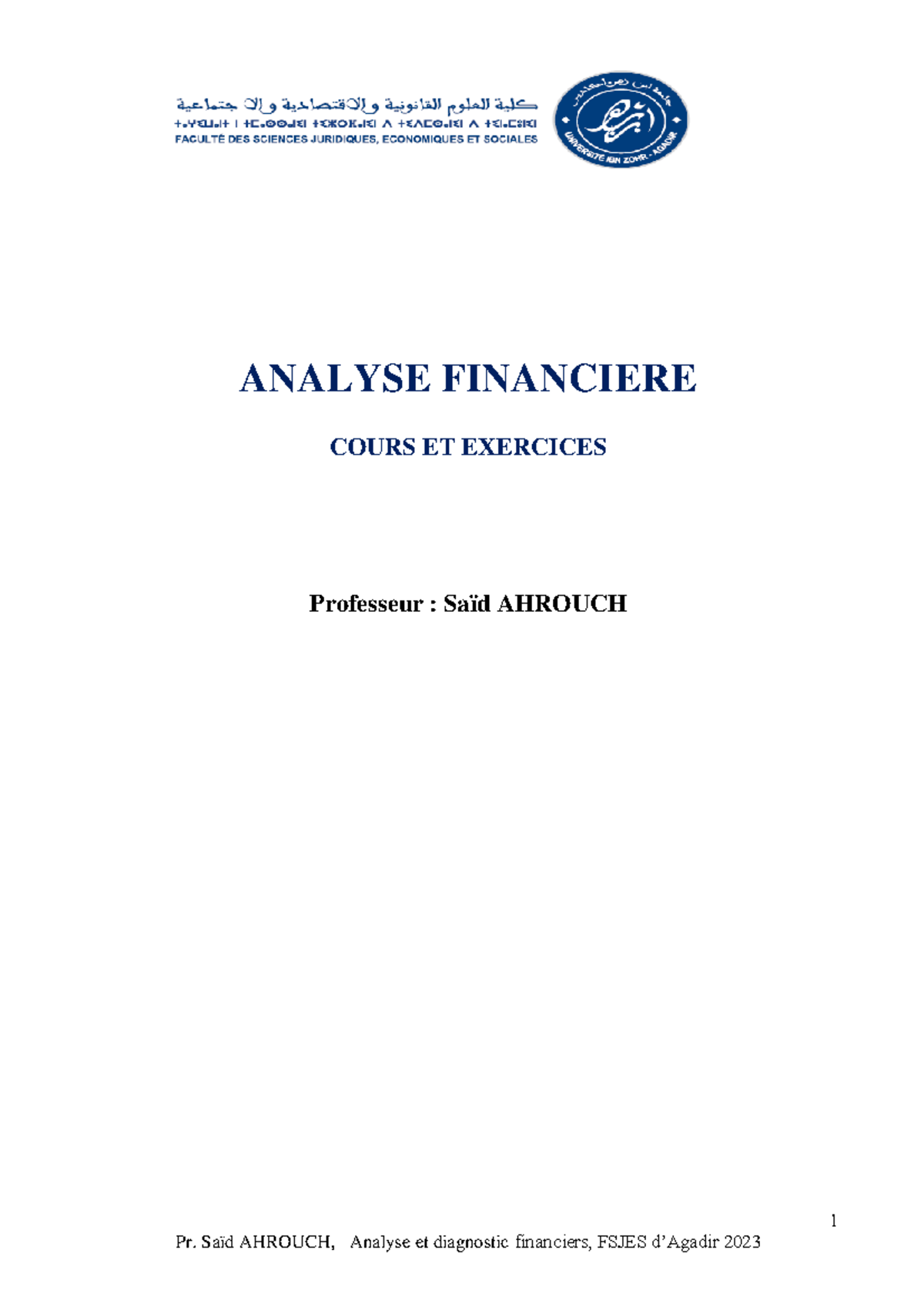 603 1681047412 cours Analyse financière 2023 - 1 ANALYSE FINANCIERE ...