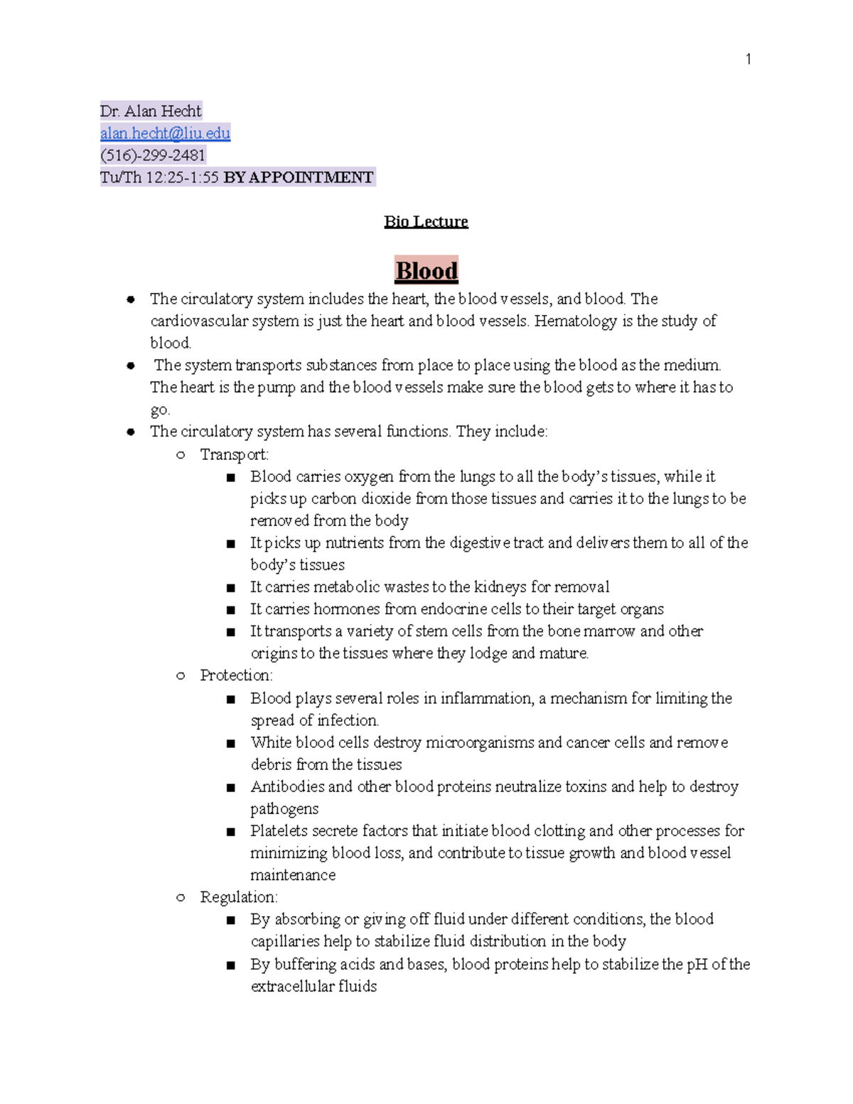 Bio 8 test 2 - alan hecht bio 8 lecture notes for test 2 - Dr. Alan ...