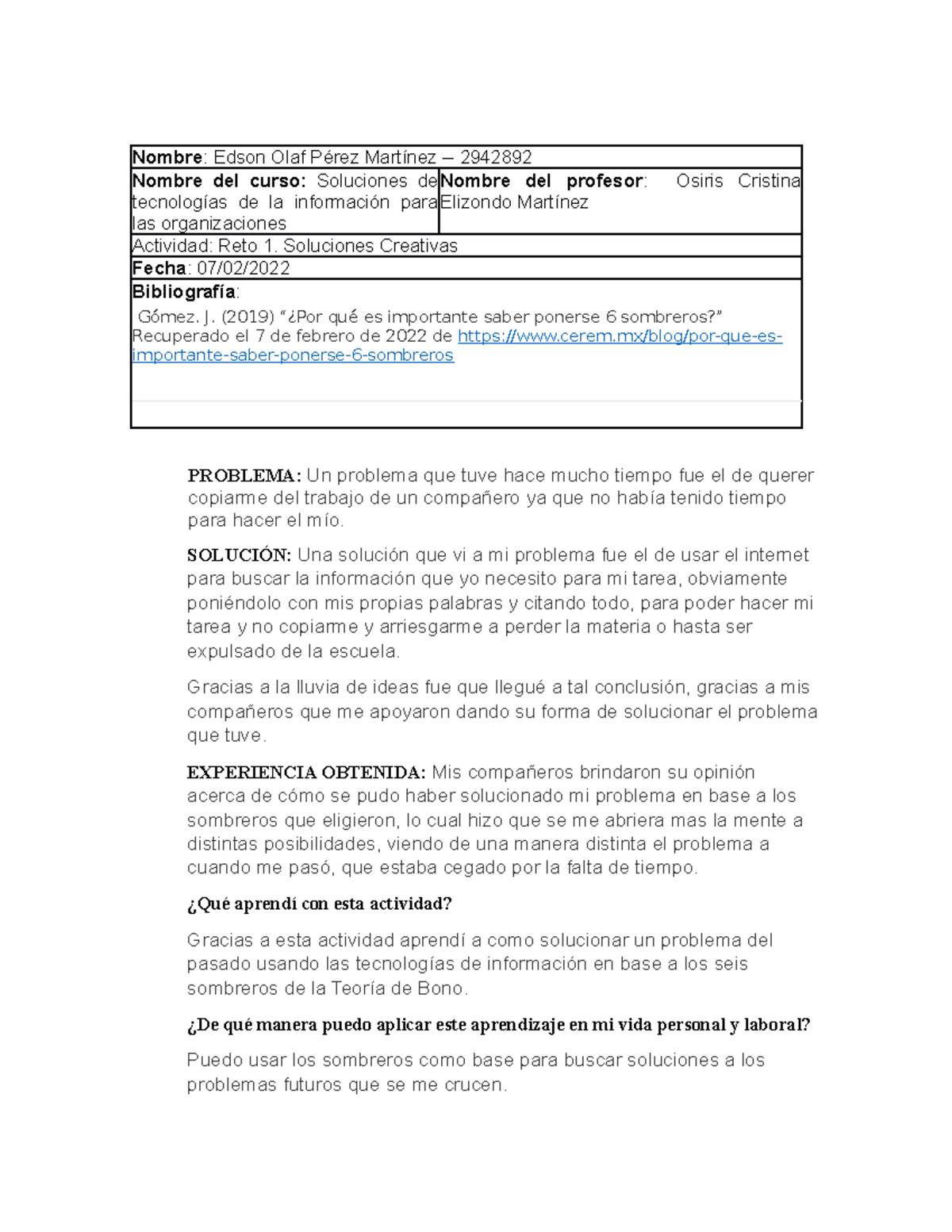 Reto 1 Soluciones de tecnologías de la información para las empresas ...