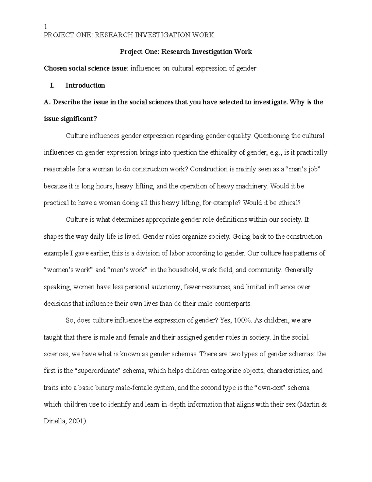 Project One - Research Investigation Work - Gender Expression - PROJECT ...