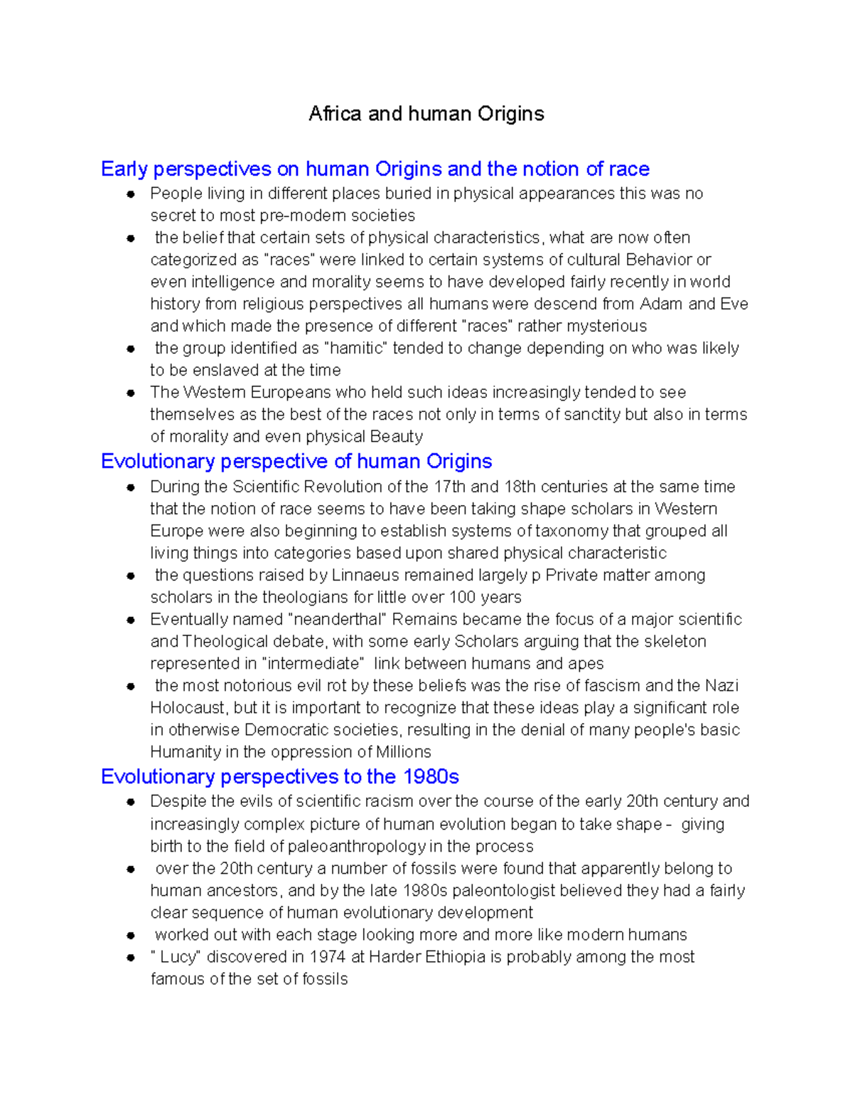 Africa and human Origins - Africa and human Origins Early perspectives ...