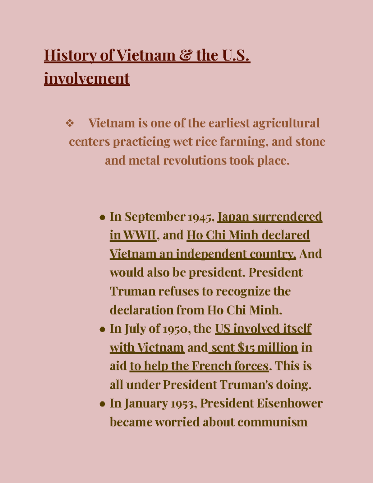 History of Vietnam notes 3 21 23 - History of Vietnam & the U ...