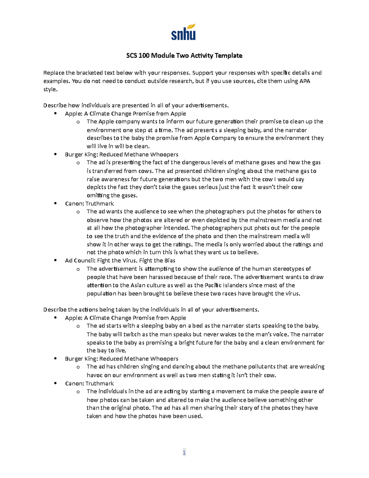 SCS 100 Module Two Activity Template - SCS 100 Module Two Activity ...