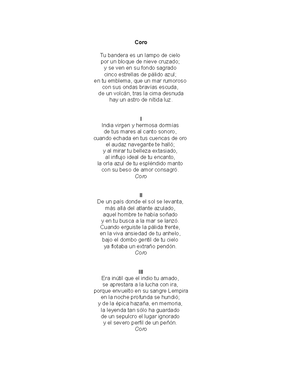 Himno Nacional de Honduras - Coro Tu bandera es un lampo de cielo por ...