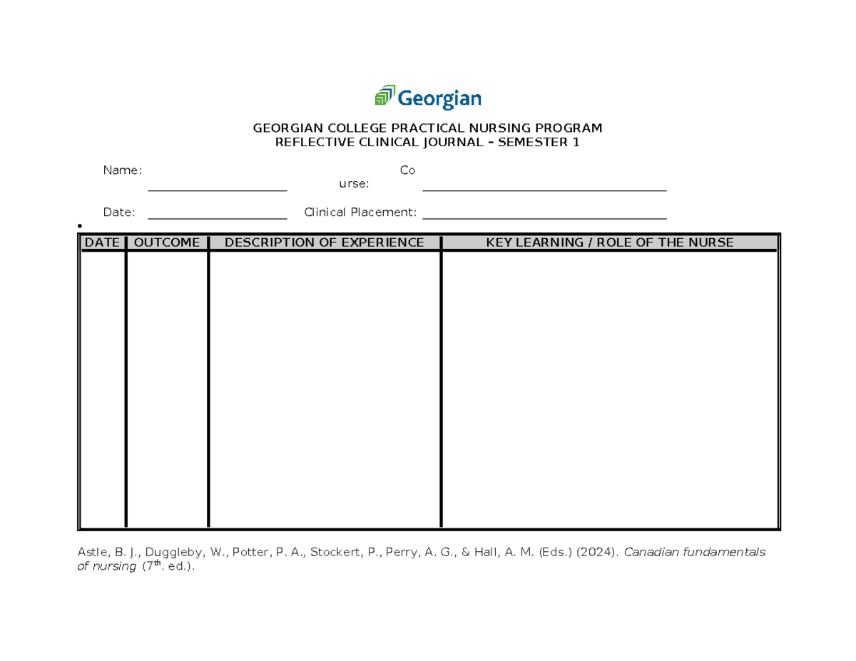 Reflective Note Template - MGMT 3500 - GEORGIAN COLLEGE PRACTICAL ...