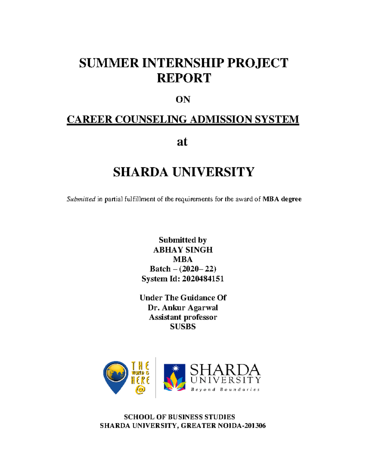 SIP Report Abhay Singh - SUMMER INTERNSHIP PROJECT REPORT ON CAREER ...