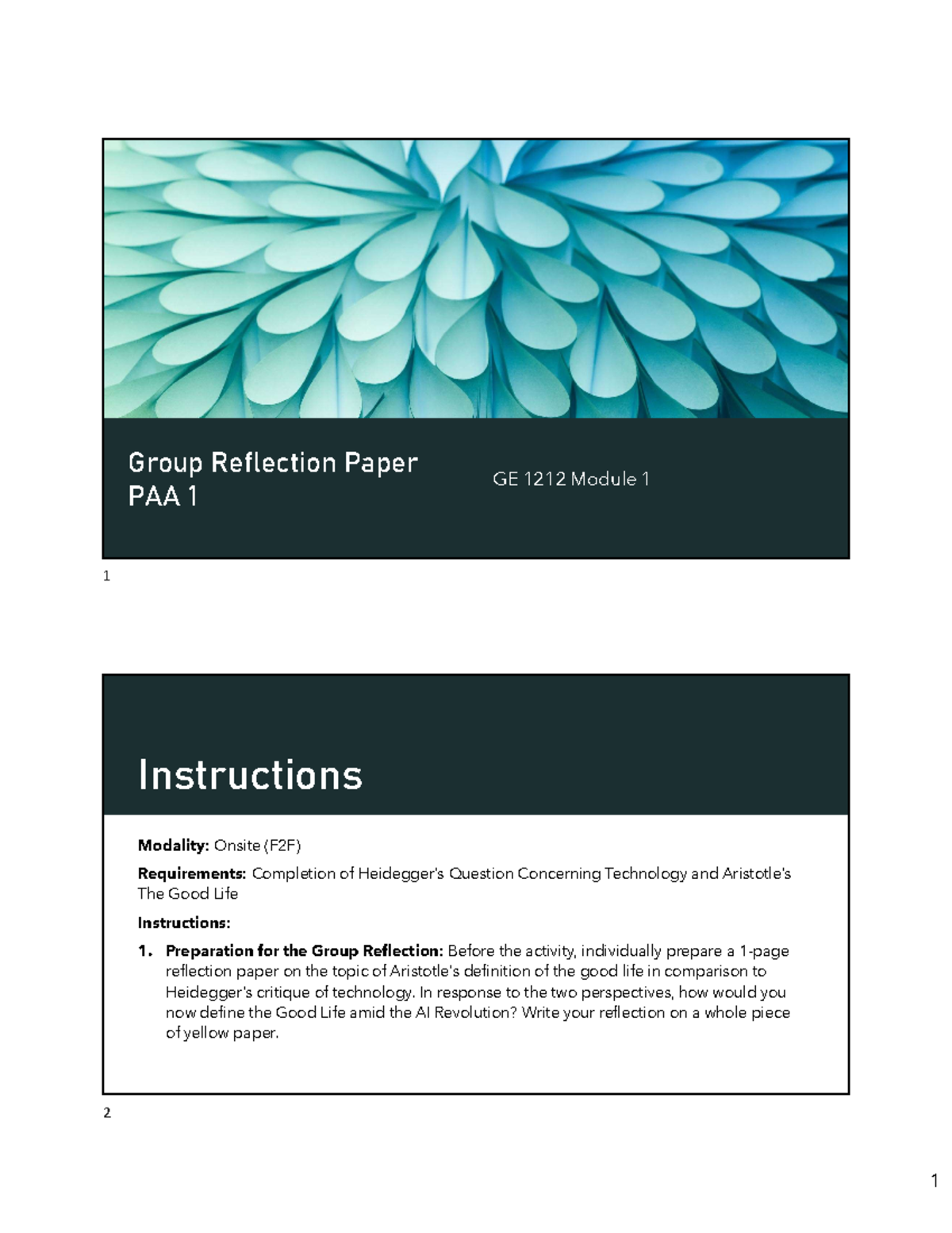 Group Reflection Paper Mod 1 Subtopic 2-3 - 1 Group Reflection Paper ...