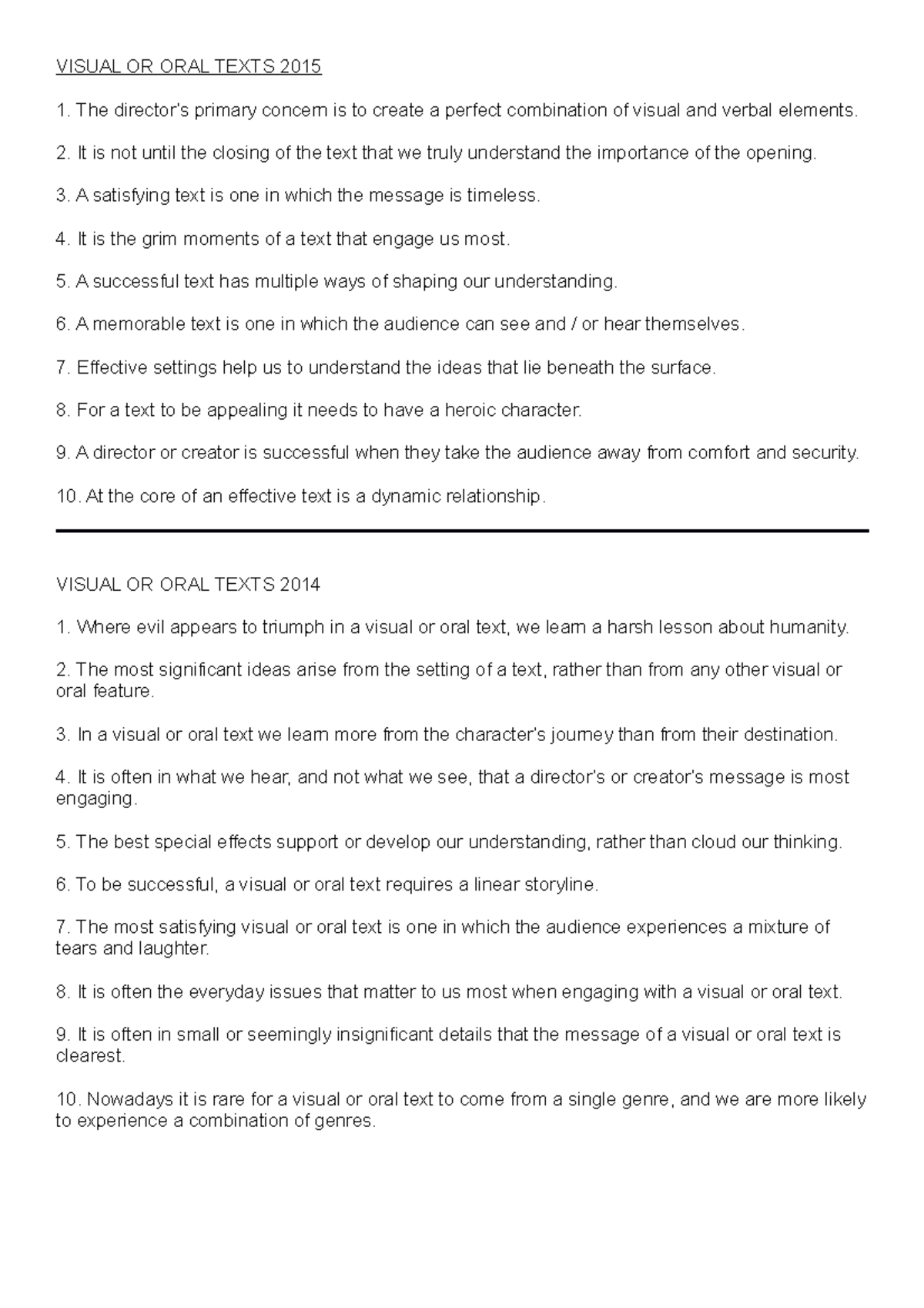 Visual OR ORAL Texts 2015 - VISUAL OR ORAL TEXTS 2015 The director’s ...