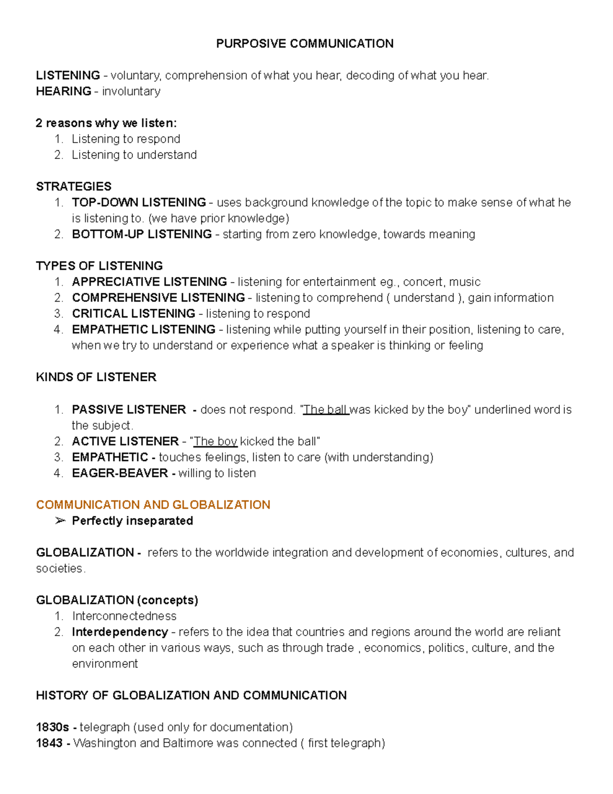 Purposive Communication - PURPOSIVE COMMUNICATION LISTENING - voluntary ...