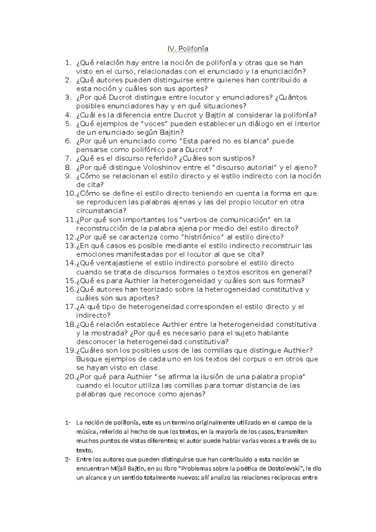 Polifonias - IV. Polifonía ¿Qué relación hay entre la noción de ...