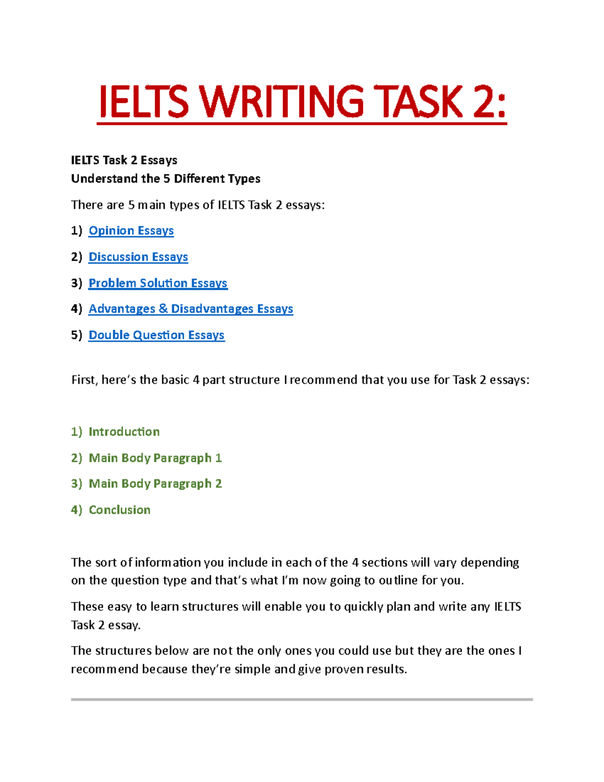 Ielts Writing TASK 2 - IELTS WRITING TASK 2 : IELTS Task 2 Essays ...