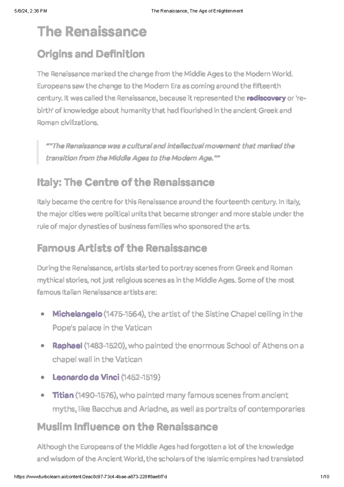 The Renaissance, The Age of Enlightenment - The Renaissance 🎨 Origins ...