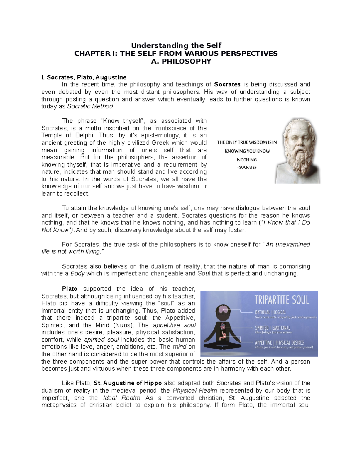 Understanding-the-Self - Understanding the Self CHAPTER I: THE SELF ...