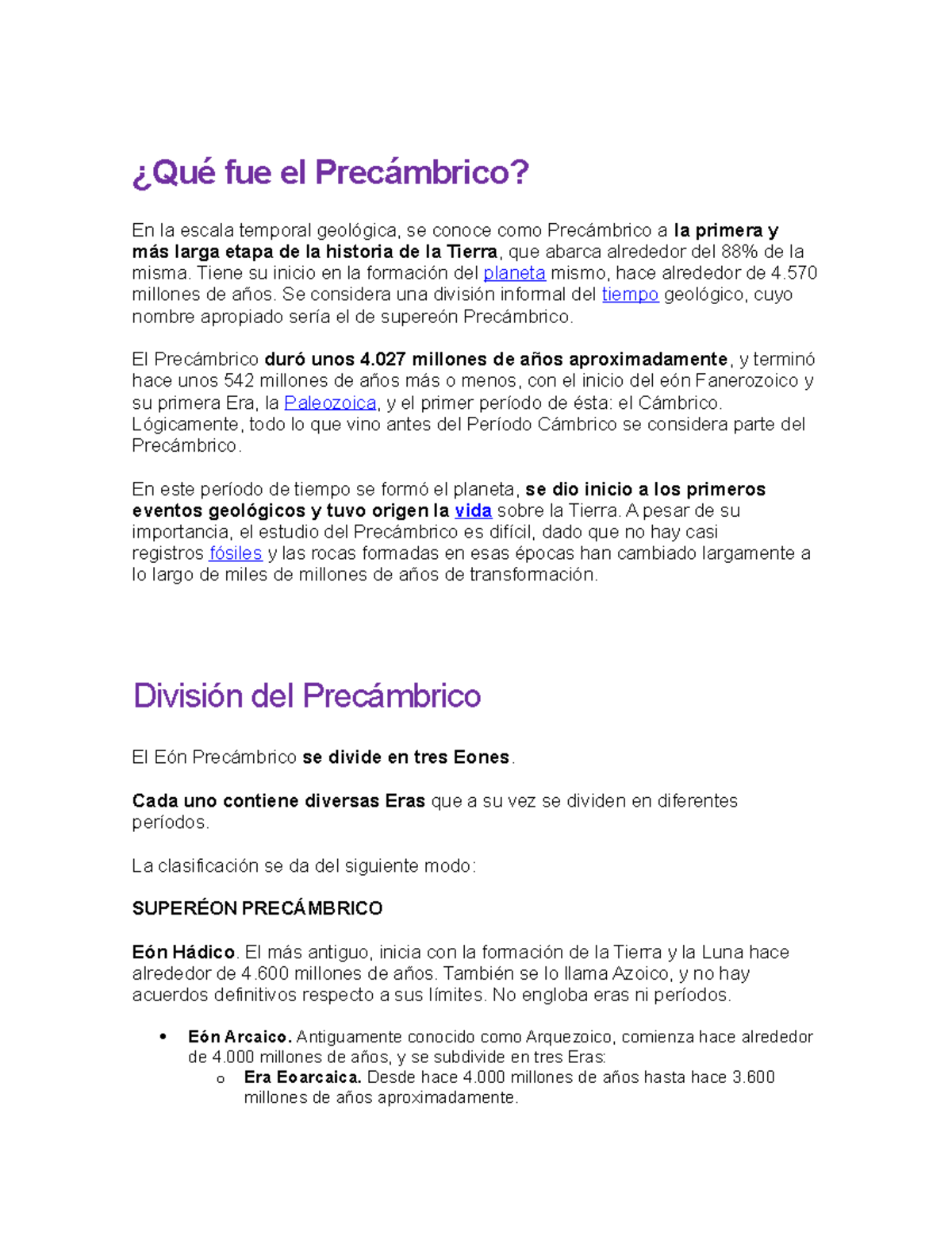 Qué fue el Precámbrico - ¿Qué fue el Precámbrico? En la escala temporal ...