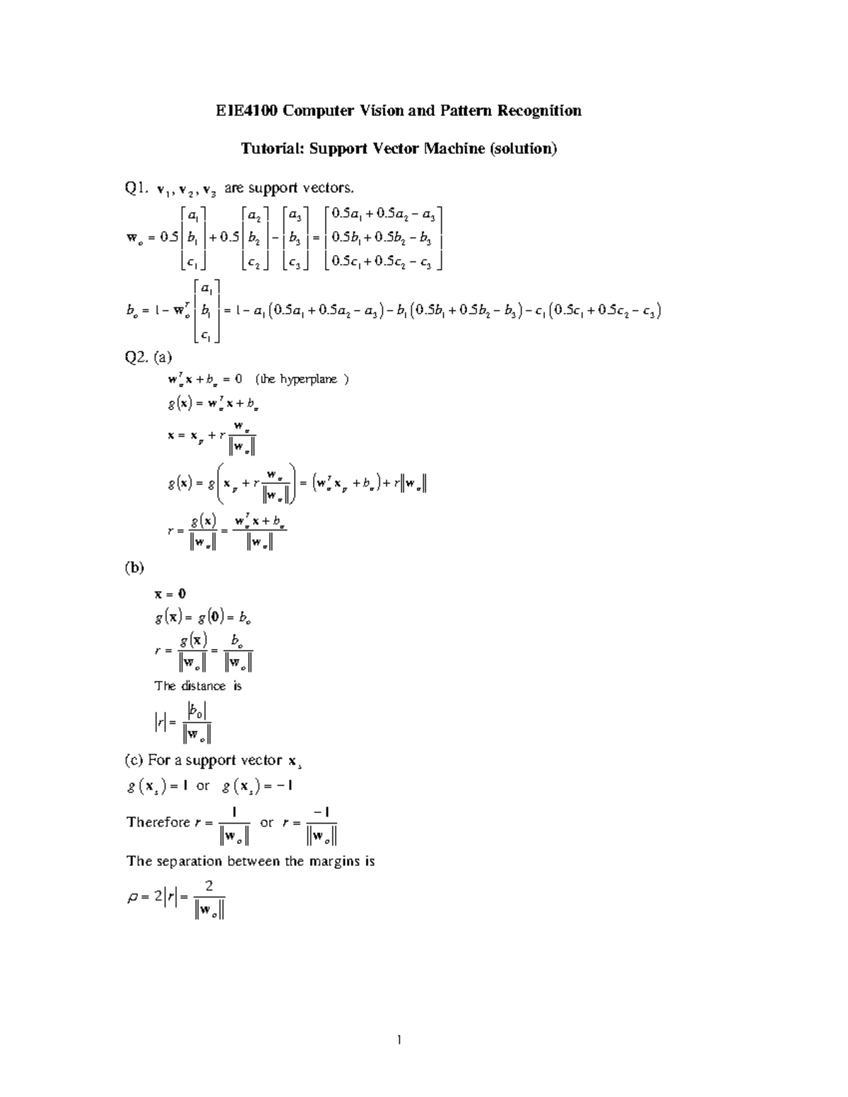 SVM tutorial solution - EIE4100 Computer Vision and Pattern Recognition Tutorial: Support Vector ...