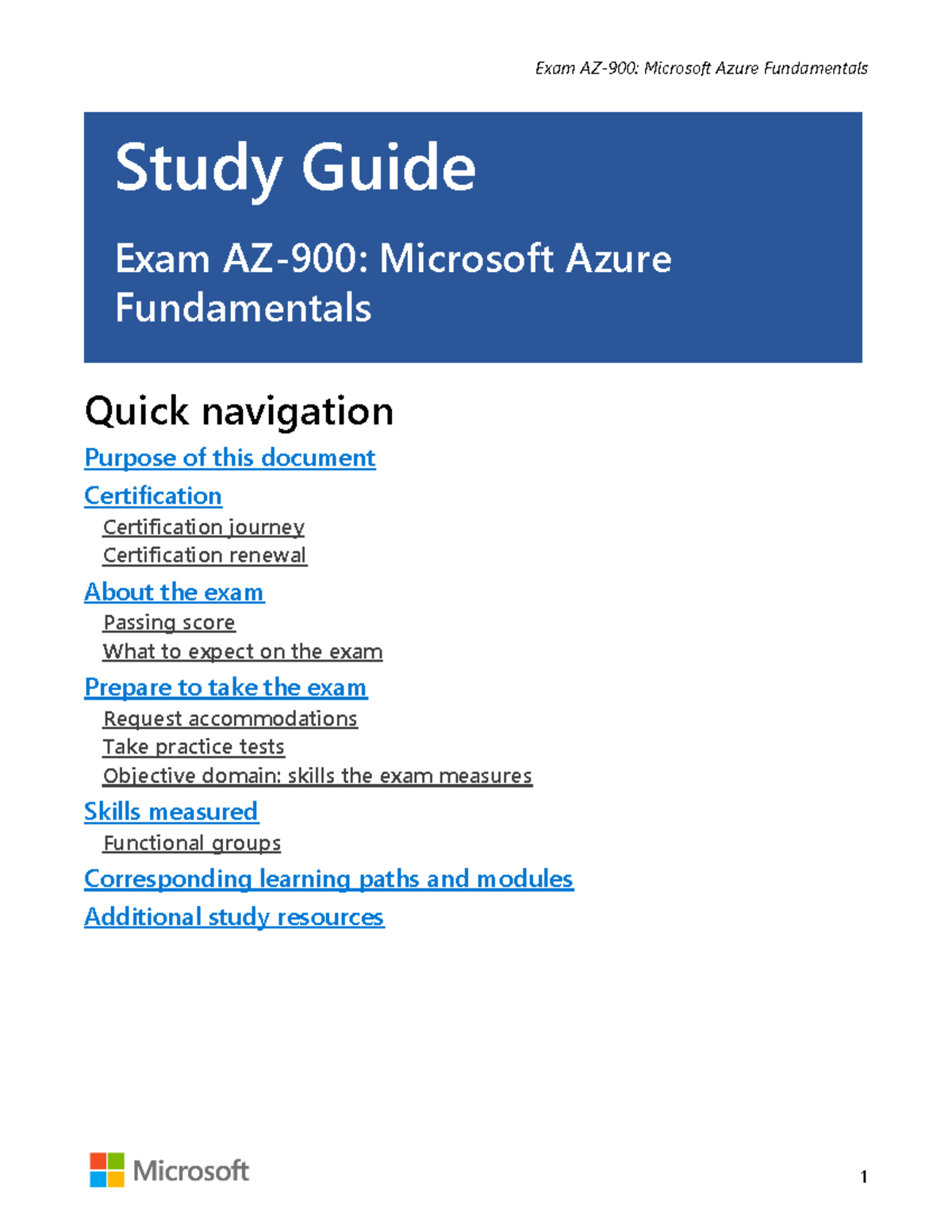 AZ900-Microsoft Fundamentals - Quick navigation Purpose of this ...