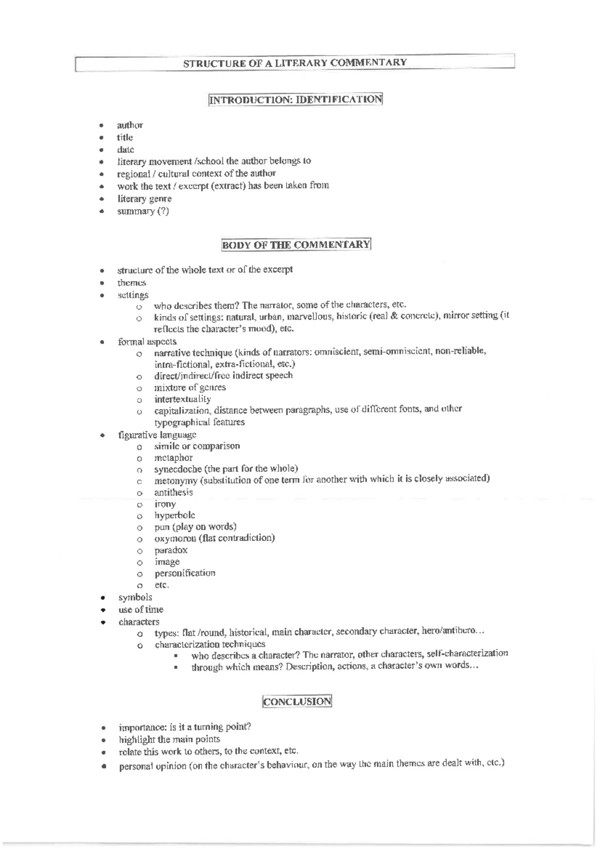 Structure of a Literary Commentary - Introducción a los estudios ...