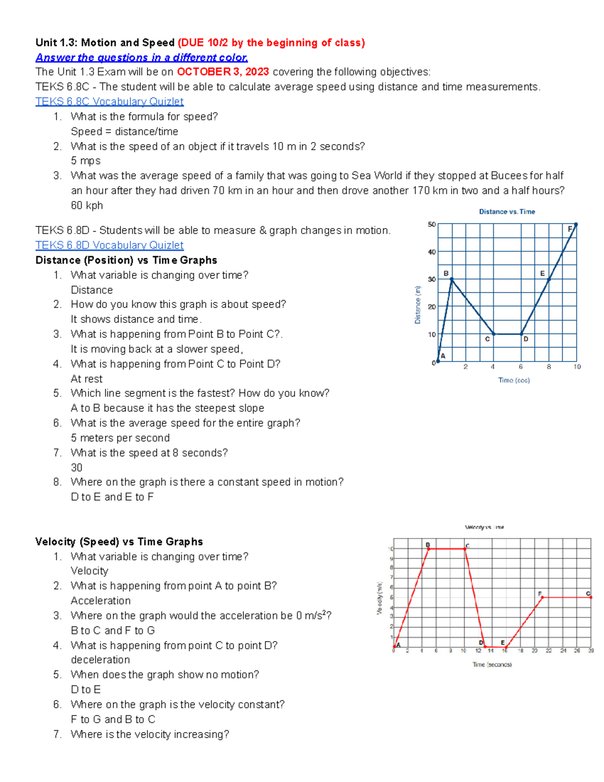 Elnathan Kitupa - Unit 1.3 Motion & Speed Study Guide (23) - Unit 1 ...