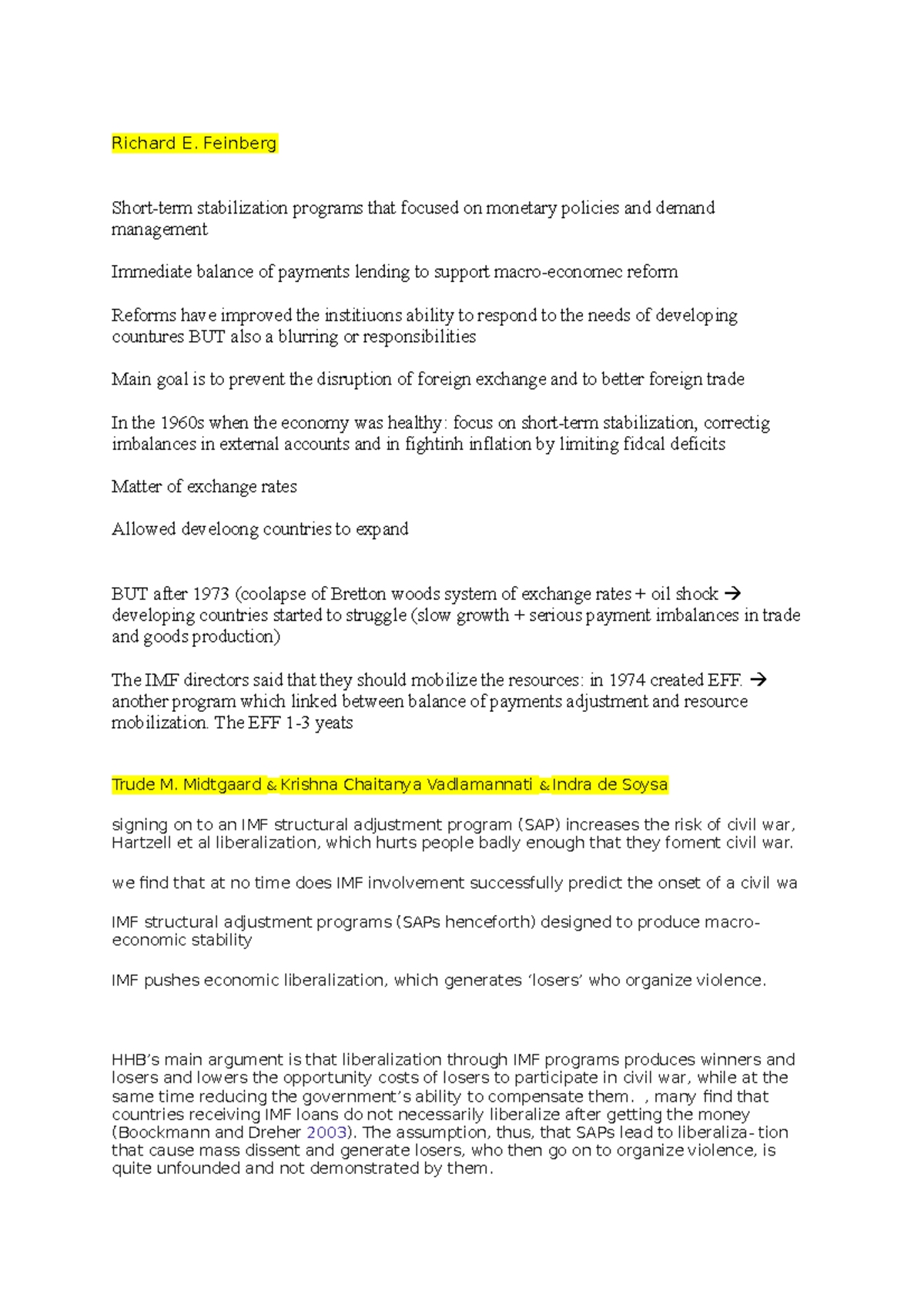 IMF Notes - log;'lf';lodge - Richard E. Feinberg Short-term ...