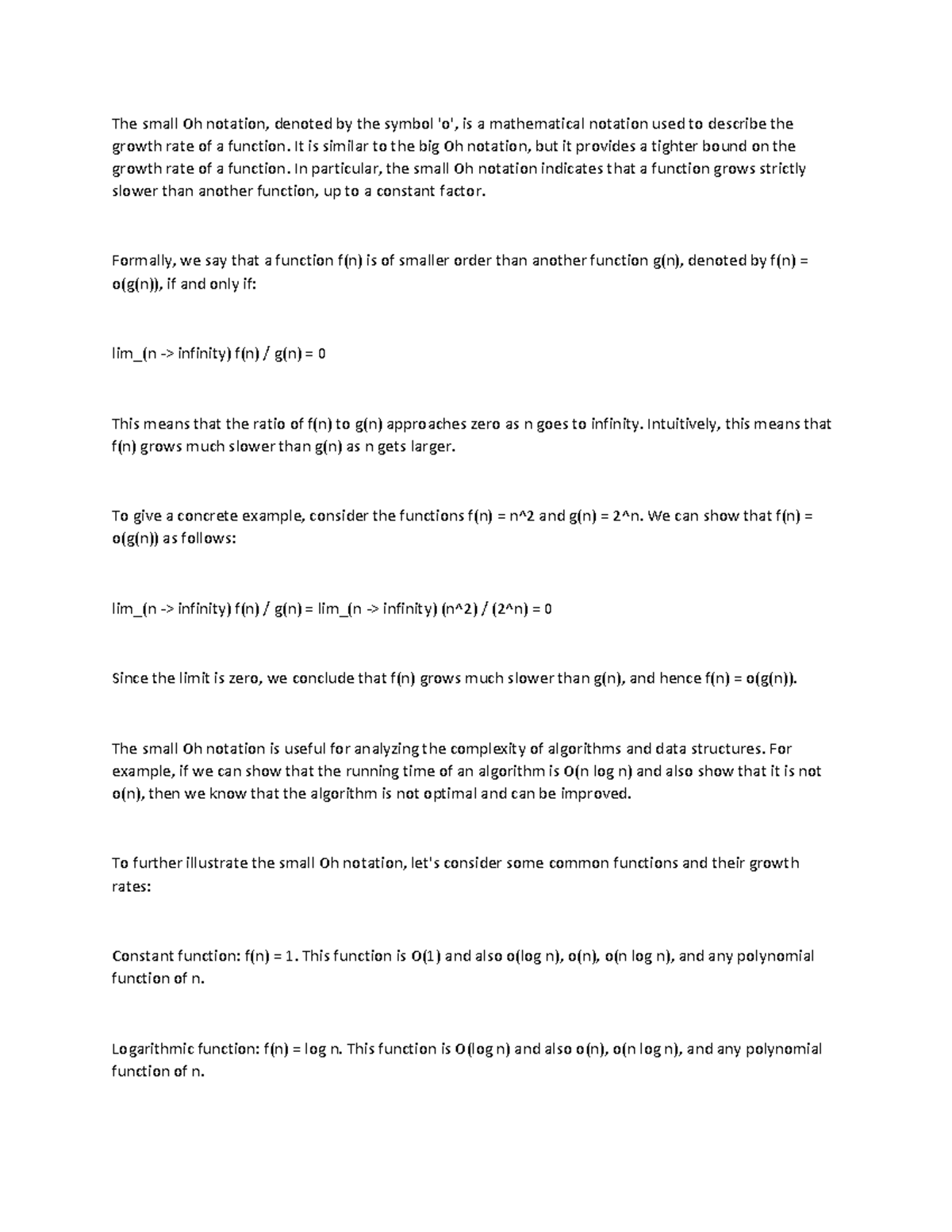 Small Oh - The small Oh notation, denoted by the symbol 'o', is a ...