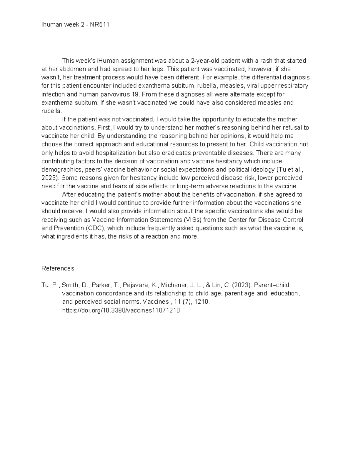 Ihuman week 2 nr511 - Ihuman week 2 - NR This week’s iHuman assignment was about a 2-year-old ...