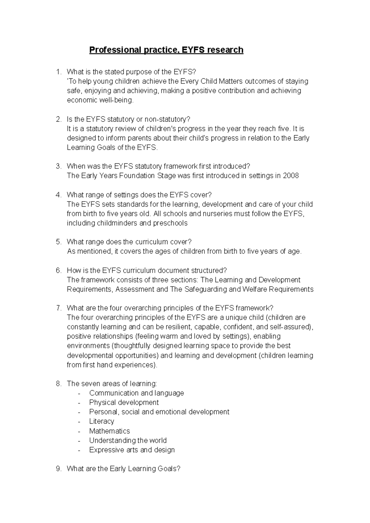 Untitled document - A brief overview about the EYFS - Professional ...