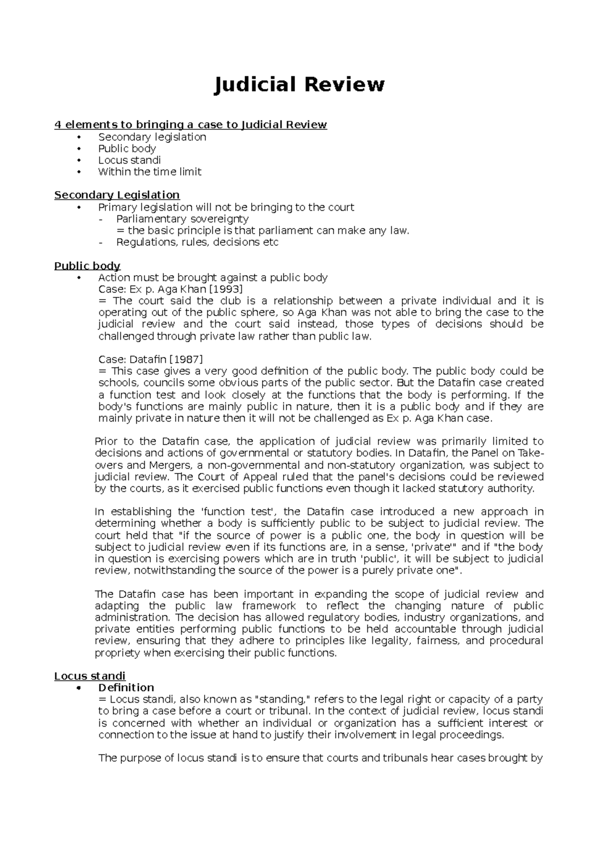 Judicial Review - Summary Administrative law - Judicial Review 4 ...