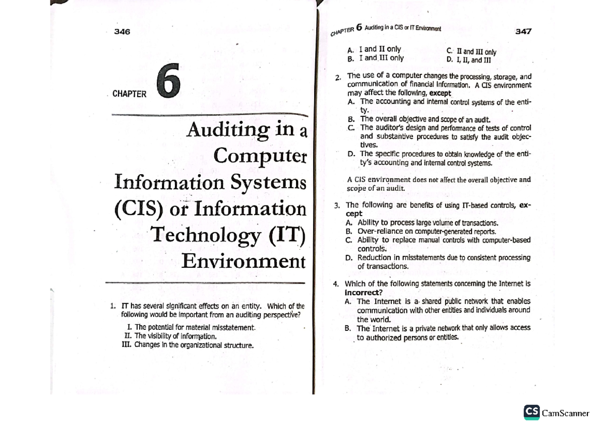 Auditing in CIS environment multiple choice questions - BS in Accountancy - Studocu