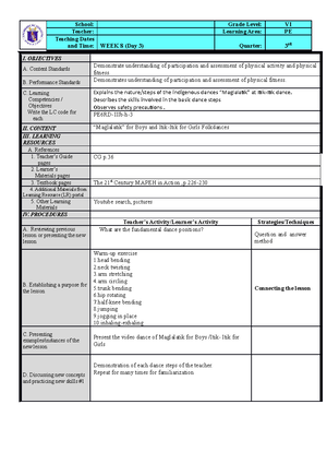 Daily Lesson Plan in Filipino - DAILY LESSON PLAN Paaralan Bambang West Elementary School - Studocu