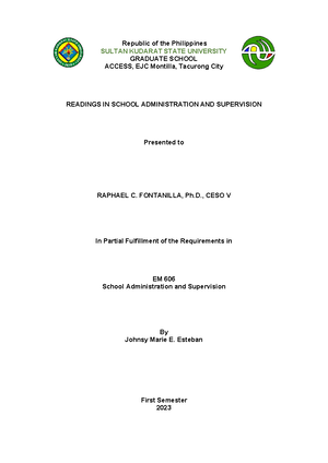 Reflection On Management - KATHERINE JOY F. DELGADO MAED-EM REFLECTION ...