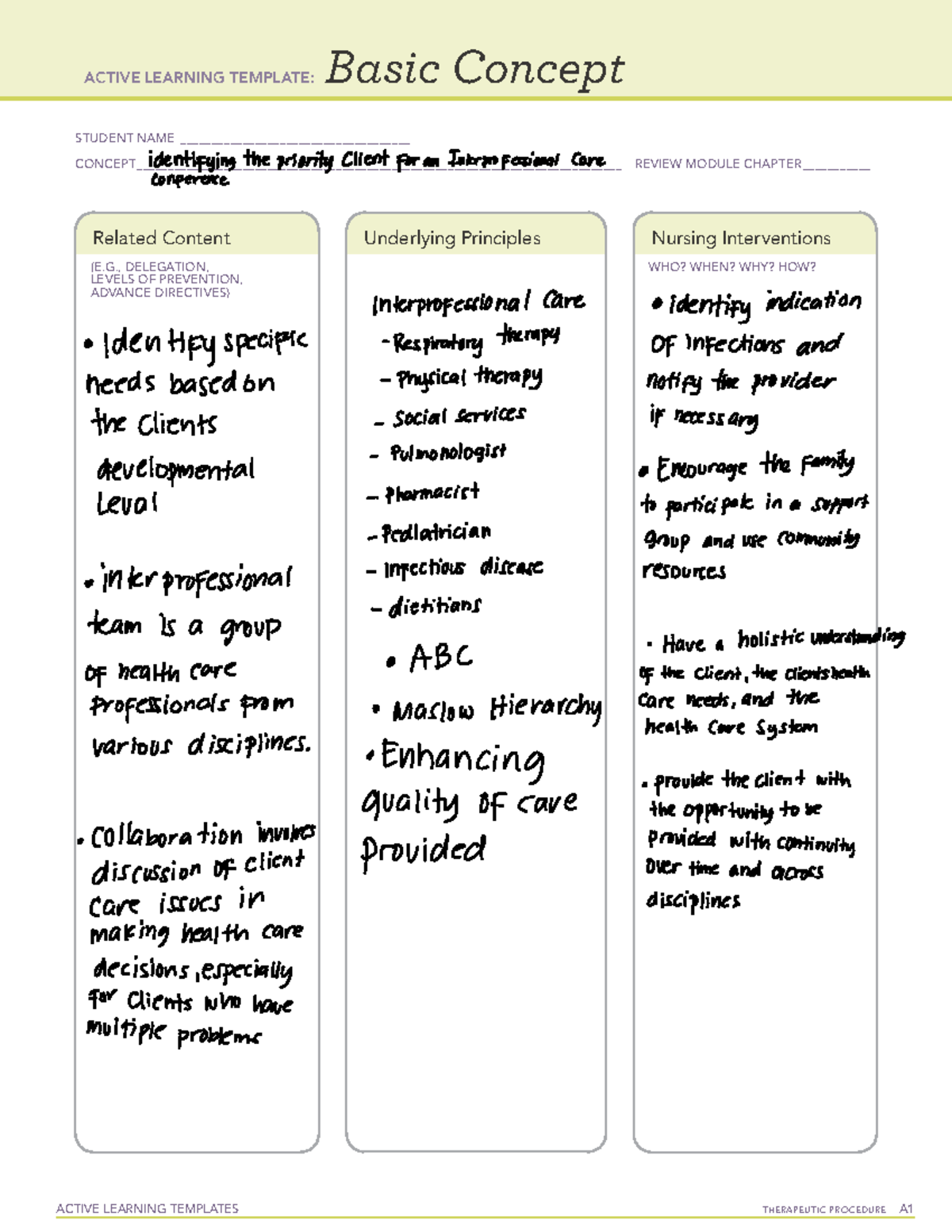 Management interprofessional care - ACTIVE LEARNING TEMPLATES ...