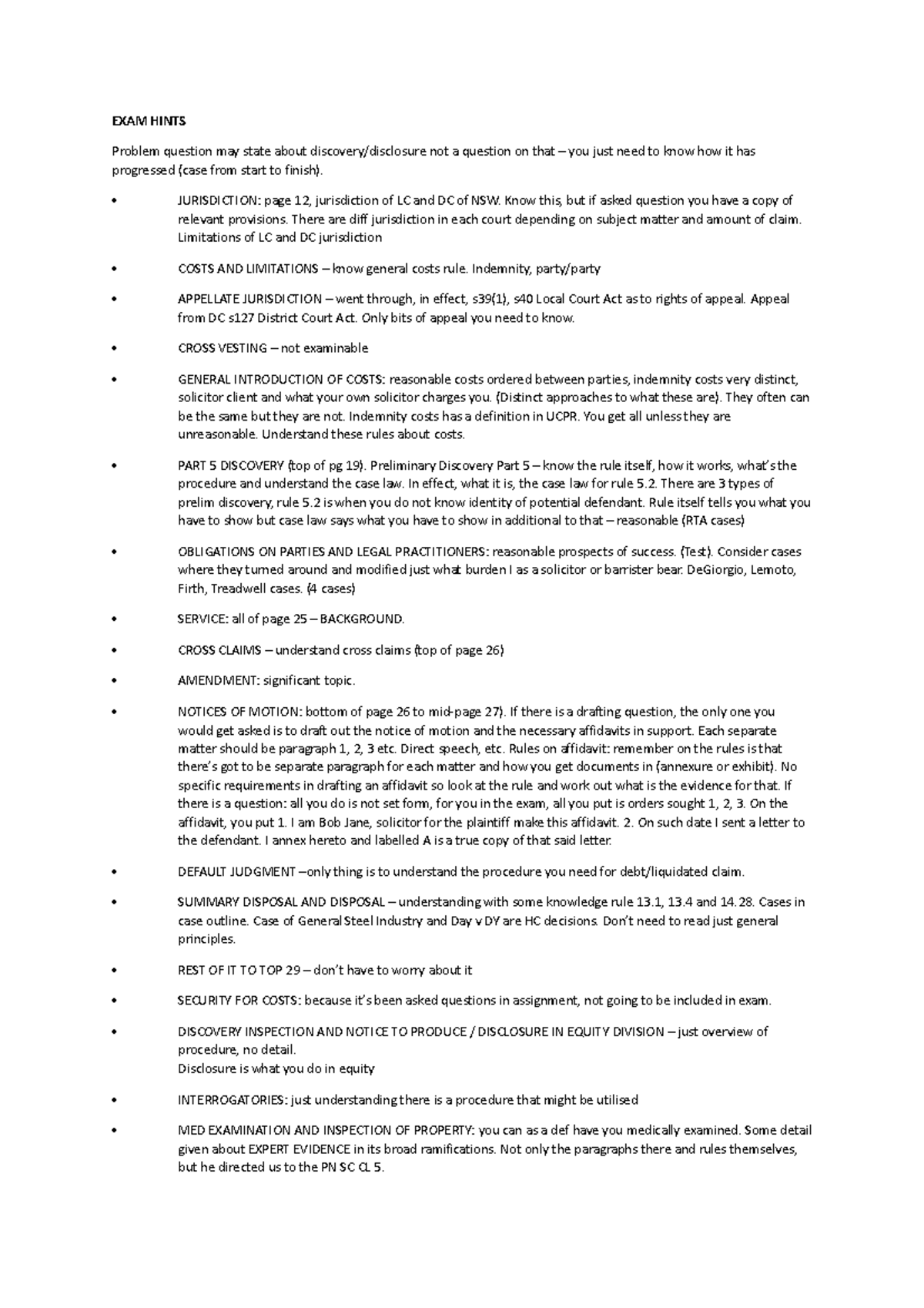 Exam notes - March 2018 - Good exam hints - EXAM HINTS Problem question ...