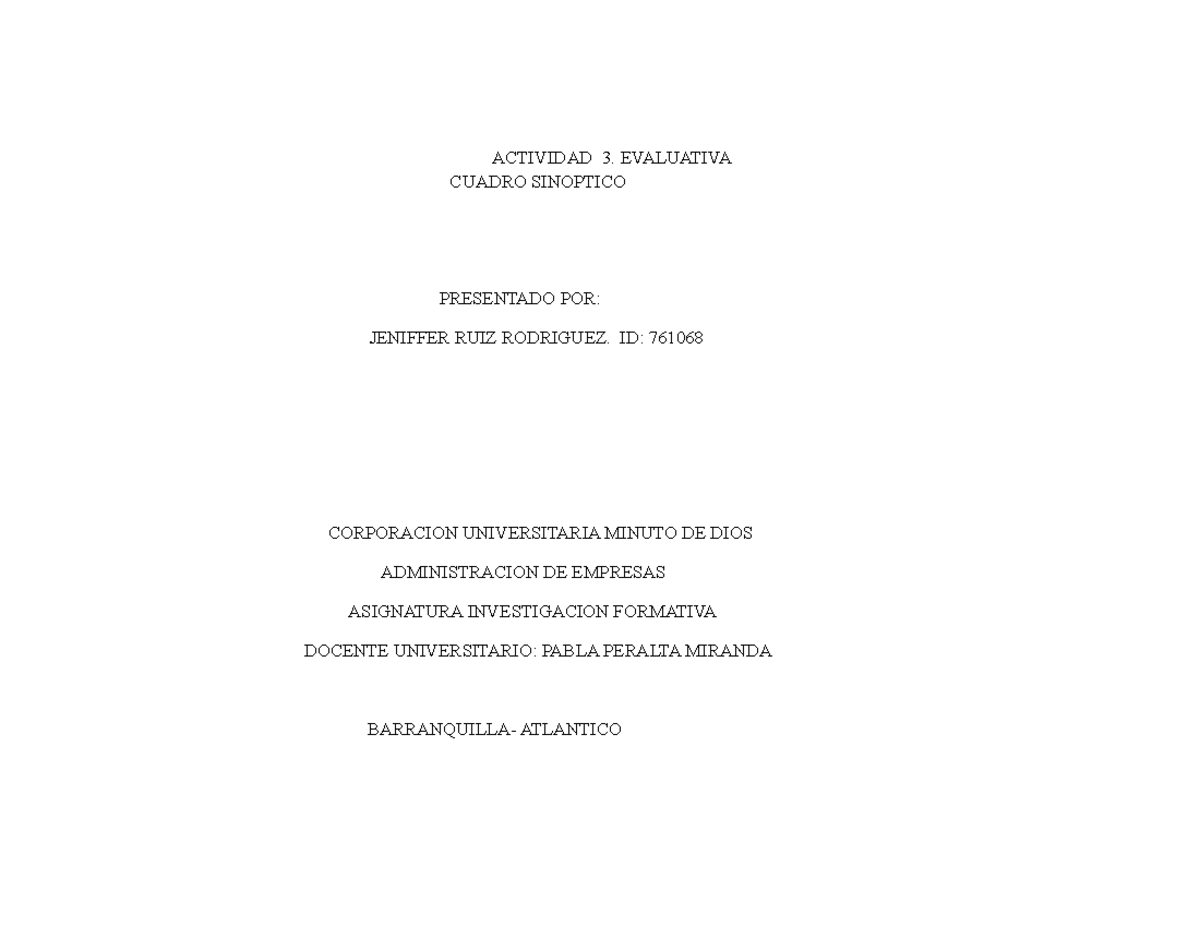 Actividad 3 Cuadro Sinóptico - Electiva cpc - Uniminuto - Studocu