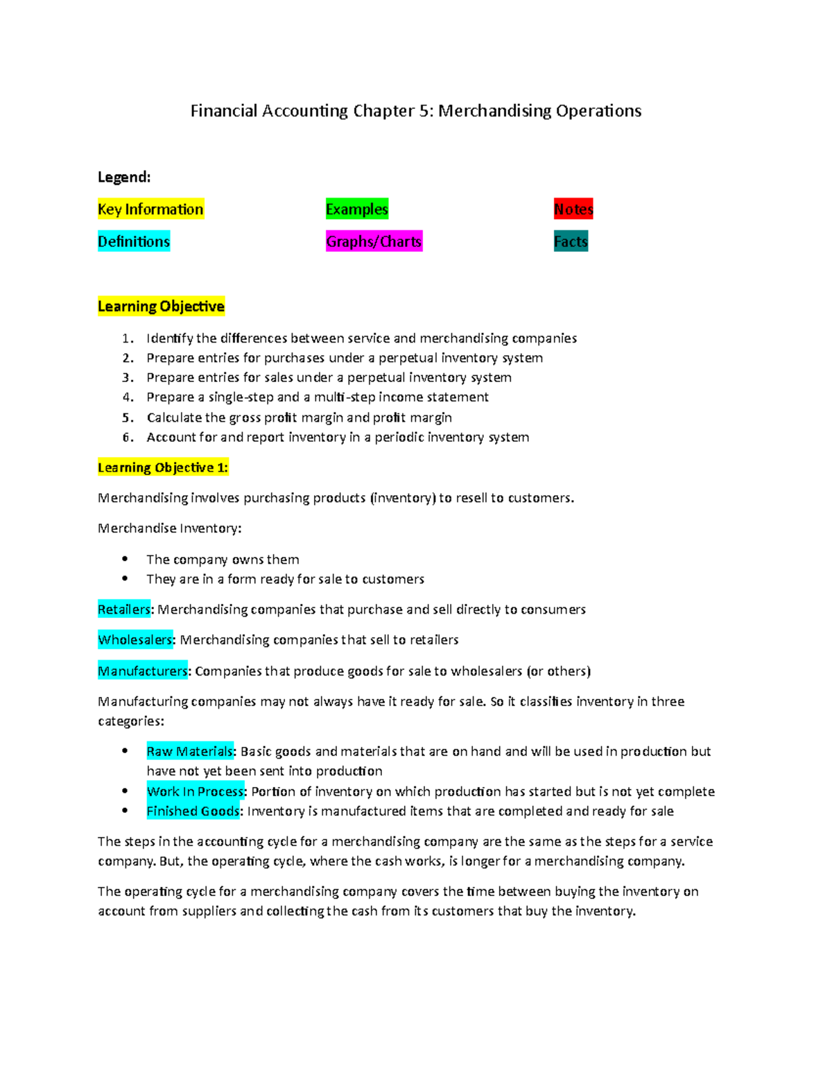 Chapter 5 Merchandising Operations - Financial Accounting Chapter 5 ...