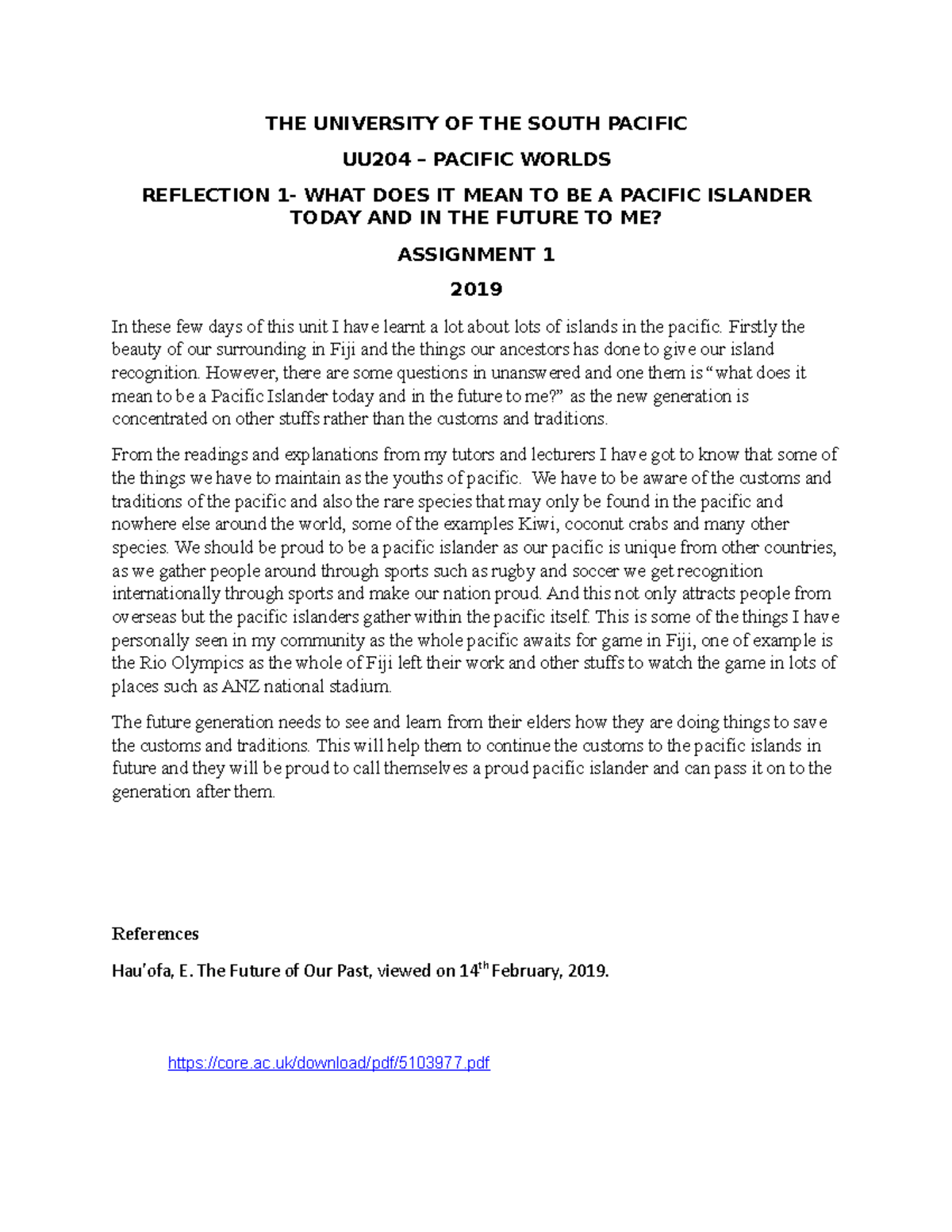 S11160221,A1,UU204 - assignment - THE UNIVERSITY OF THE SOUTH PACIFIC ...